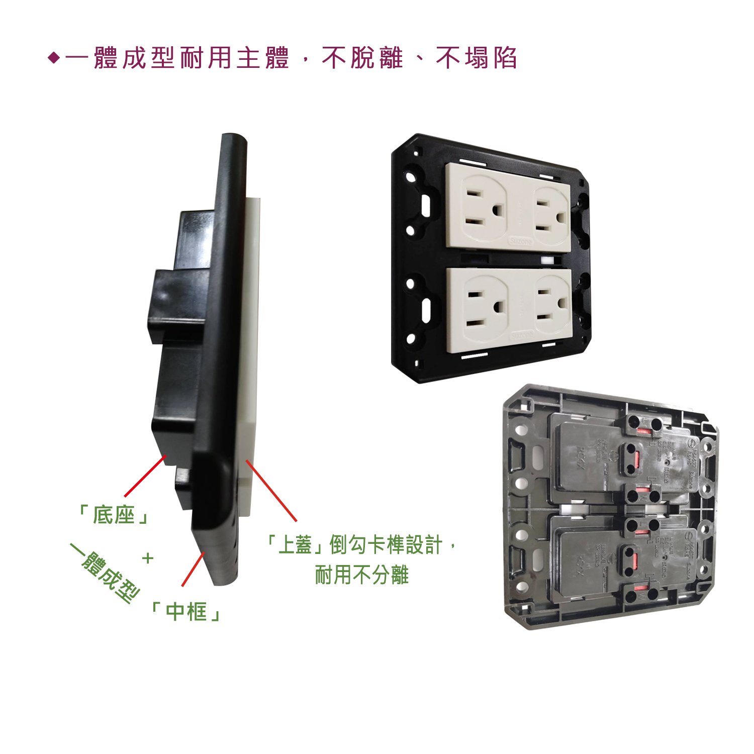 【樹榮電工SUZONE】兩連四插座附接地/100%台灣製造/新普系列 SP-4814 | 蝦皮購物