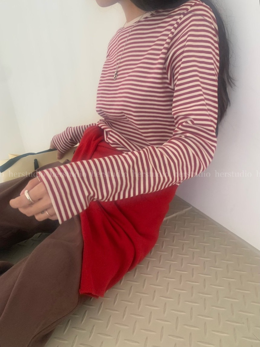 HERStudio韓國代購 日常圓領條紋T(4col) | 蝦皮購物