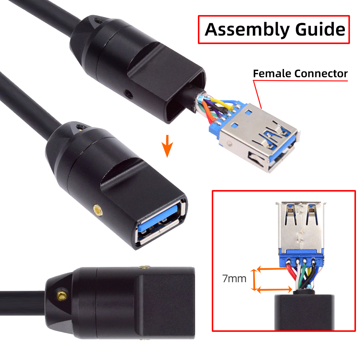 CN-024-FE USB3.0 USB母頭焊接式 USB DIY焊接 A母焊接式接頭 USB焊接頭鋁合金外殼 | 蝦皮購物