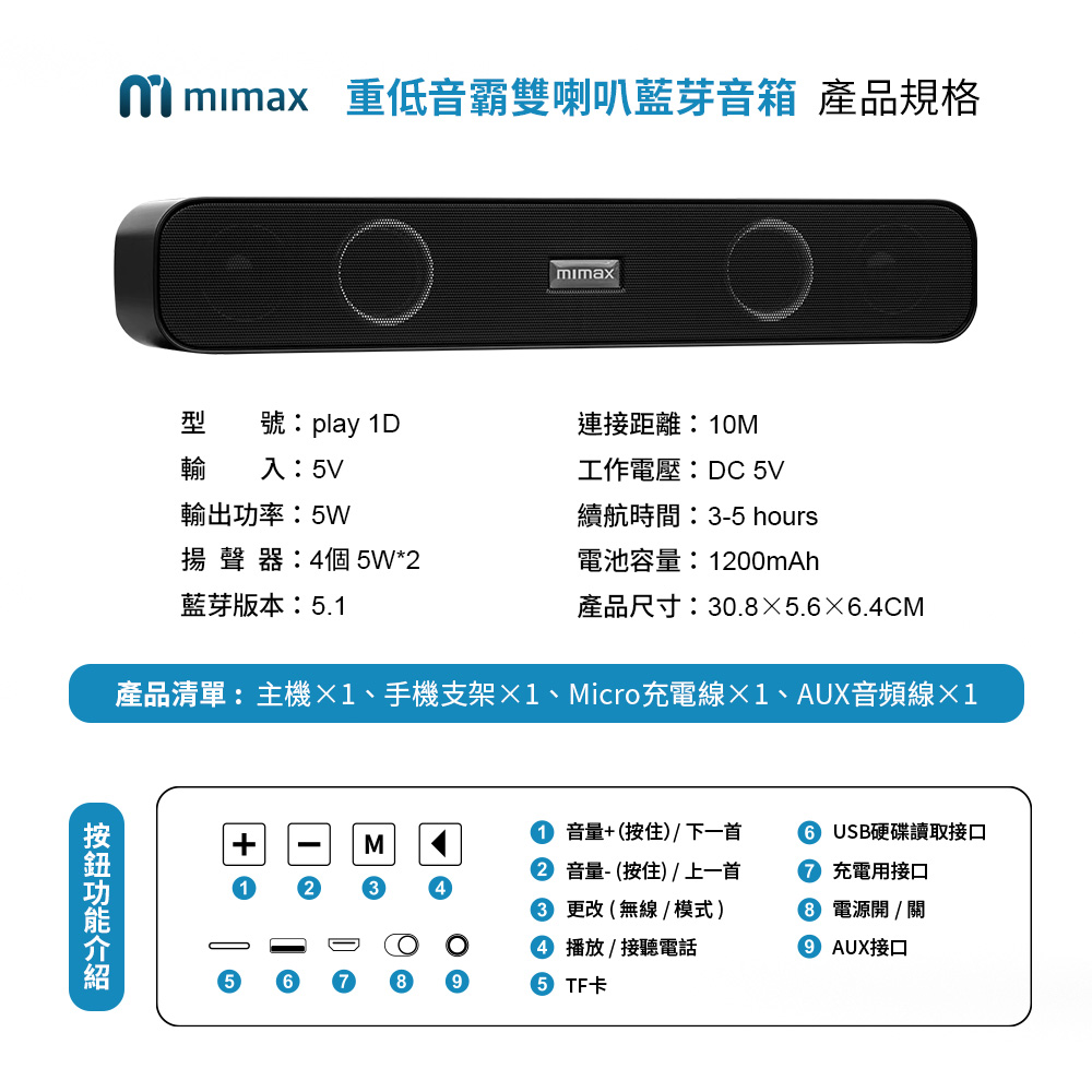 【mimax 米覓】 重低音響雙喇叭藍芽音響 重低音藍芽喇叭 手機支架 RGB燈效 藍芽5.1高速撥放 | 蝦皮購物