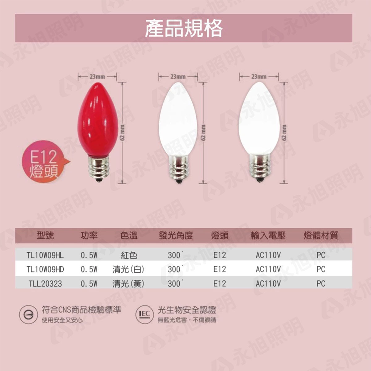 〖大同TATUNG〗 LED E12 0.5W (一卡 2入) 神明燈 小夜燈★110V 白光/黃光/紅光 | 蝦皮購物