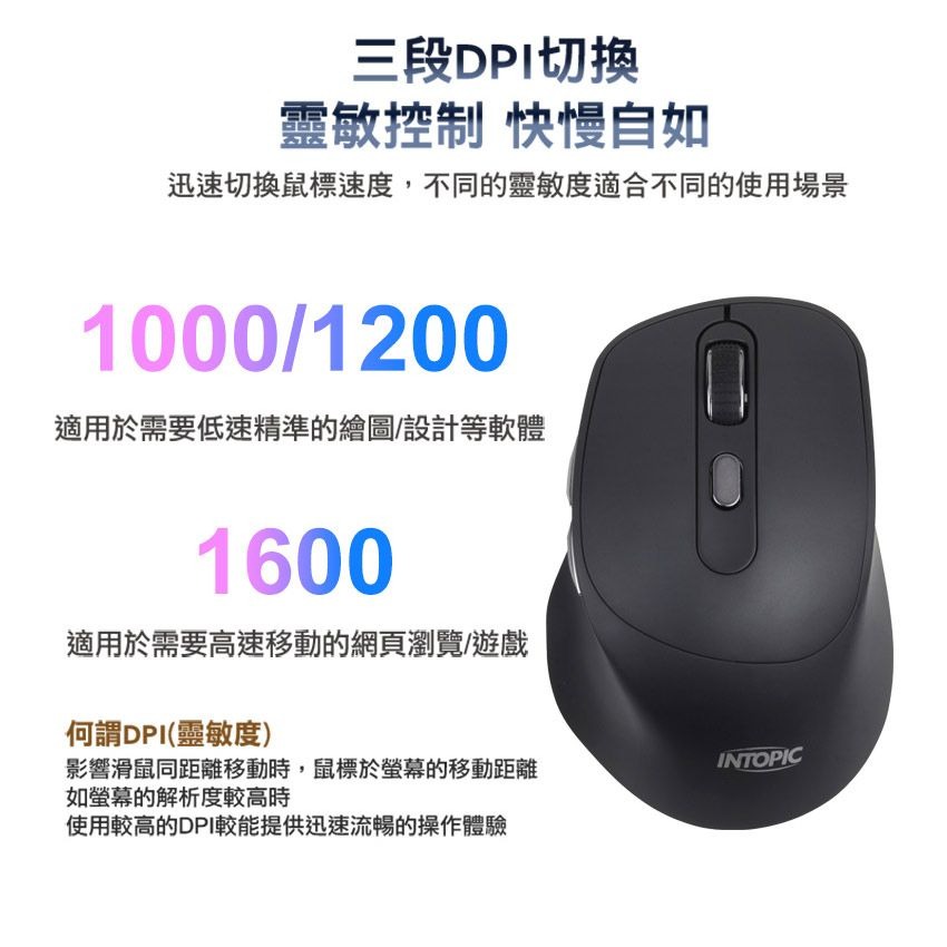 INTOPIC 2.4GHz充電靜音無線滑鼠C160 文書 伏貼手感 簡約 | 蝦皮購物