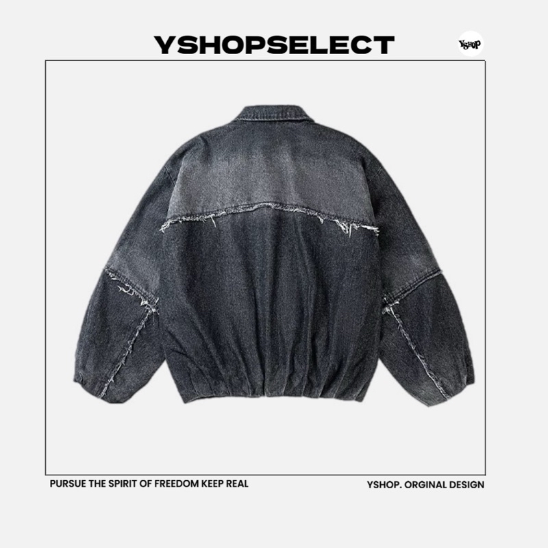 實拍高級感【YSHOP】 廢學砂土 廓形 解構拼接 不修邊 牛仔外套 拉鍊 水洗 夾克外套 男女款 CLEANFIT | 蝦皮購物