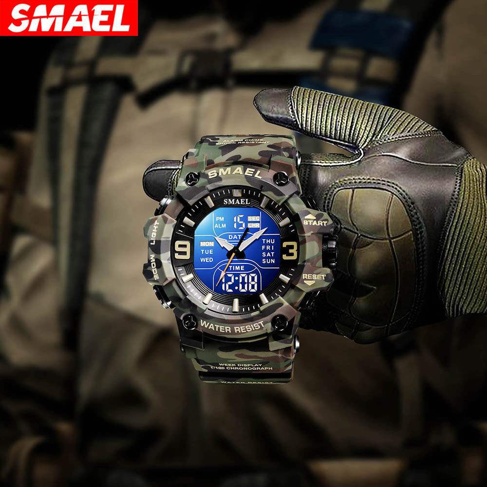 【台灣現貨】SMAEL斯麥爾運動電子錶 戶外迷彩戰術特種兵多功能電子手錶 當兵手錶 防水電子錶 雙顯手錶 游泳手錶 男錶 | 蝦皮購物