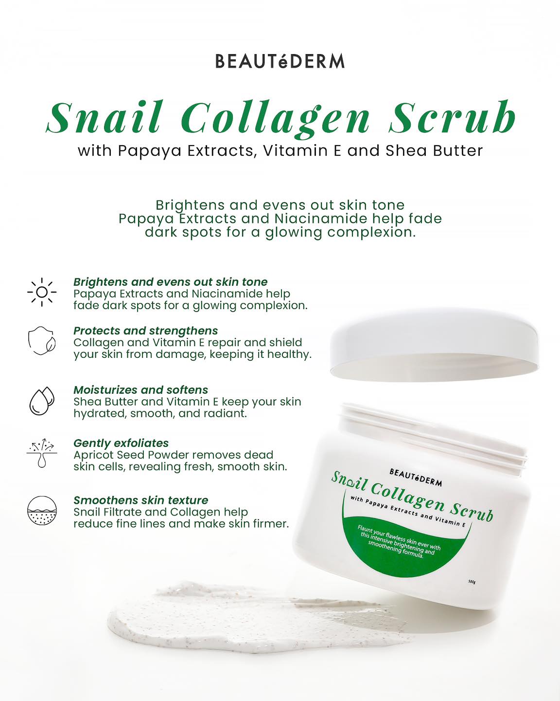 Beautederm Snail Collagen Scrub / Body Scrub /身體磨砂膏 / 膠原 | 蝦皮購物