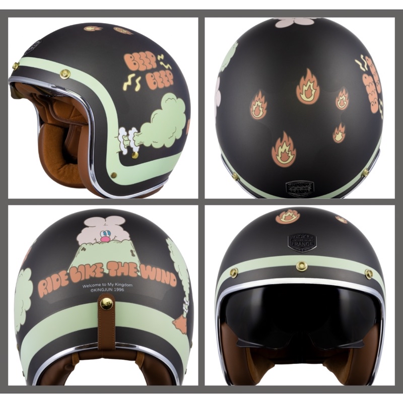 ASTONE x KINGJUN 限量聯名 蠢兔 SP7 病毒花 內墨鏡 太空旅行 安全帽 復古帽 泡泡鏡 SP-7 | 蝦皮購物