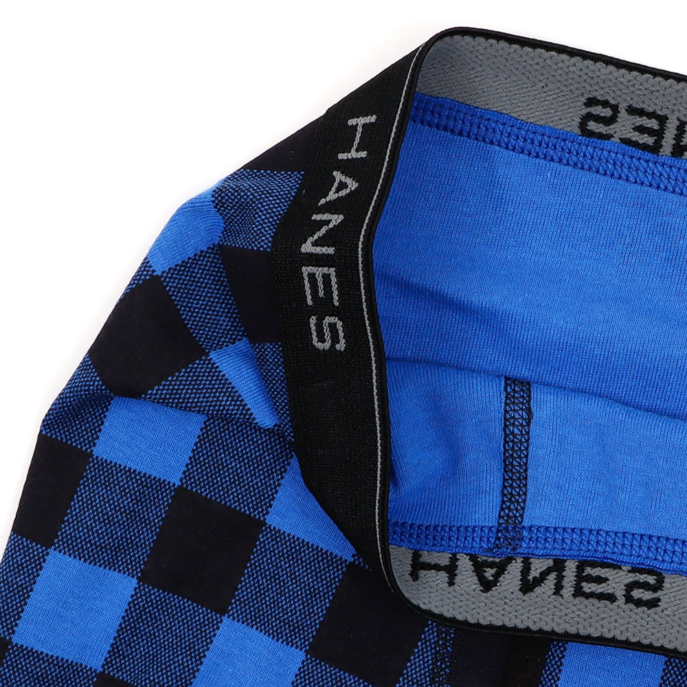 【Hanes】GLOBAL VALUE系列 磨毛格紋平口四角內褲 經典設計款(藍色格紋)官方直營 | 蝦皮購物
