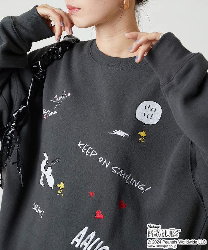 DoReFe | 日本代購 必入SNOOPY× FREAK'S STORE 合作限定 刺繡寬鬆大學T 內刷毛 長T 卡通 | 蝦皮購物