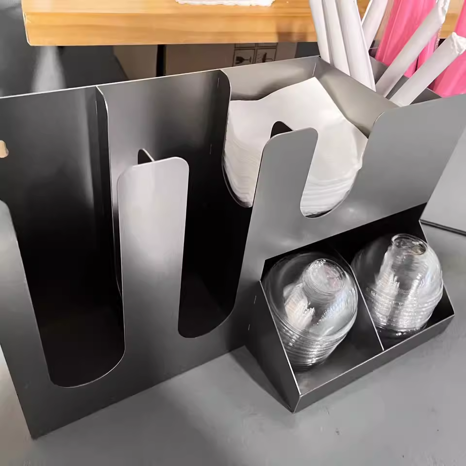 【宅配免運】吸管收納盒 不銹鋼紙杯架 紙杯架 杯套置物架 杯蓋收納架 置杯架 分杯器 咖啡奶茶店 杯子收納架OH1310 | 蝦皮購物