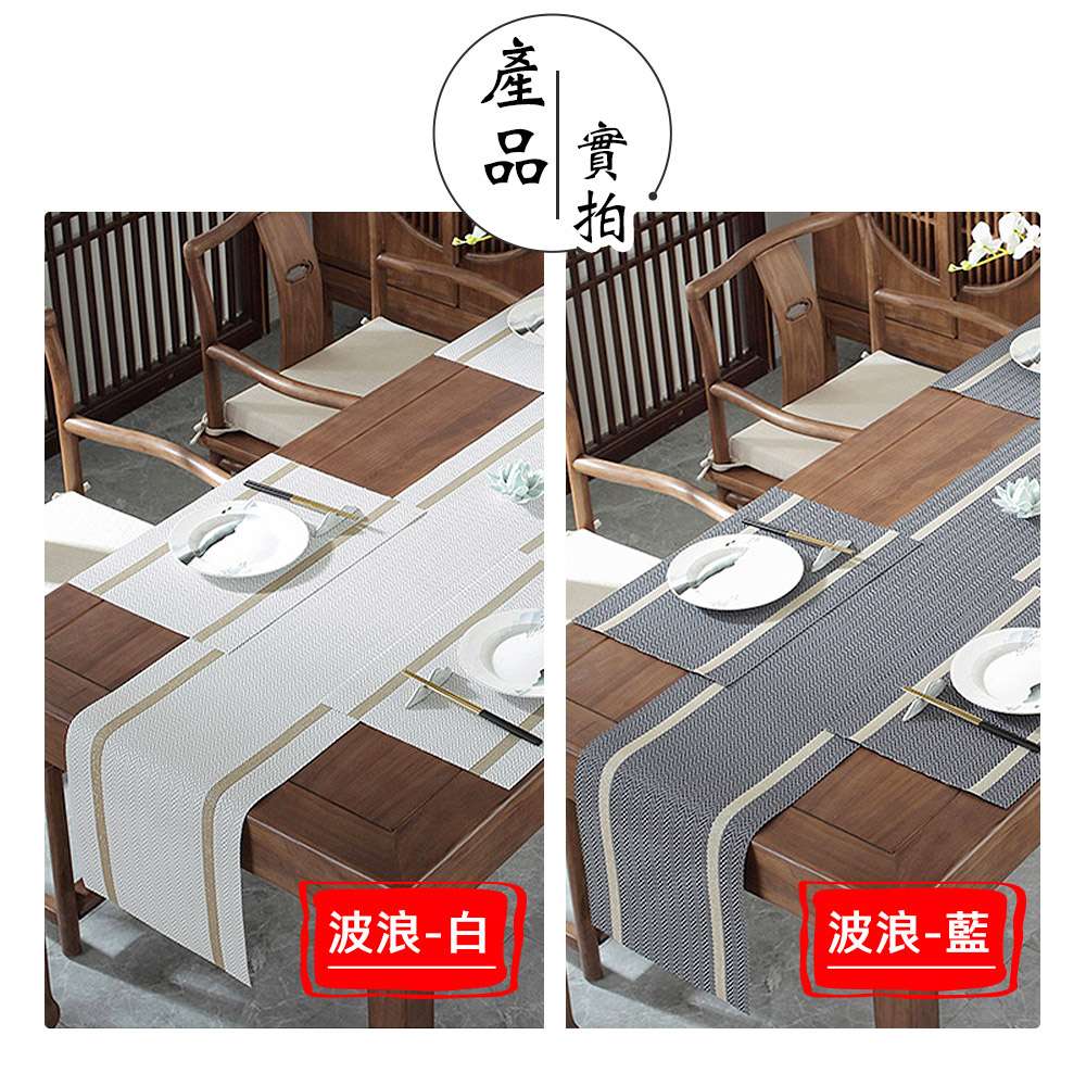 ECHAIN TECH 桌旗 客制化 餐墊 PVC隔熱墊 餐桌墊 防水墊 防燙墊 隔餐墊 餐桌防滑墊 茶台墊-波浪藍 | 蝦皮購物