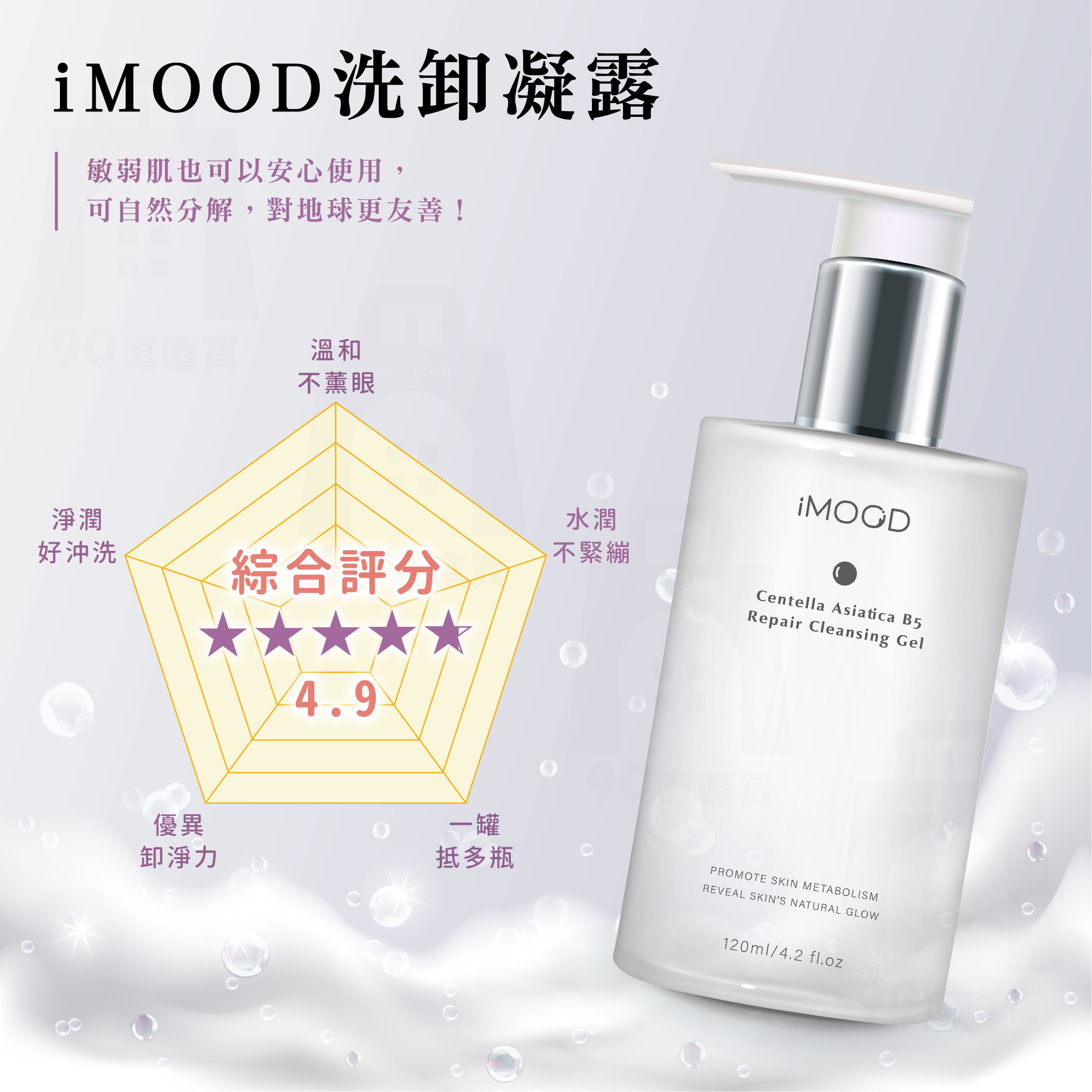 【iMOOD 艾沐】舒效積雪草B5修護洗卸凝露 精華液 乳霜 洗面乳 洗卸 羥基積雪草苷 維生素B5 玻尿酸 黃金蠶絲 | 蝦皮購物