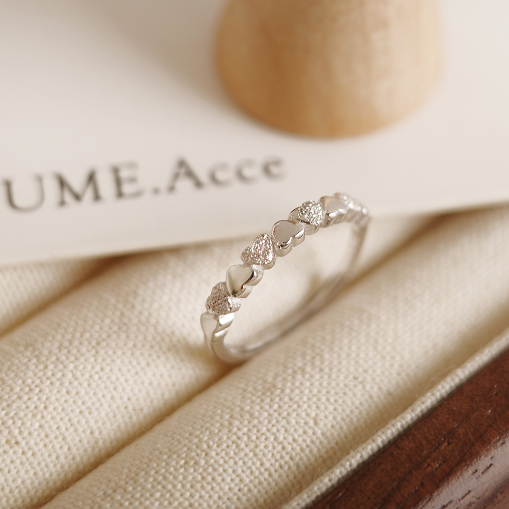 [全純銀.戒指] 心心相映 磨砂小愛心戒指【UME】洗手可戴 不退色戒指 S925純銀戒指/戒圍可調 | 蝦皮購物
