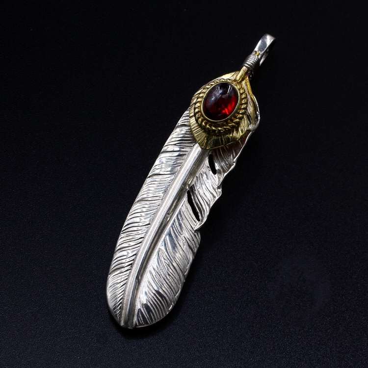【全館免運】大銀家 s925 純銀 精工 GORO'S 高橋 紅剛玉 羽毛 配件 吊墜 | 蝦皮購物