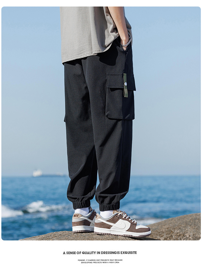 【免運】大碼M-8XL 冰感涼爽 速幹透氣美式工裝褲寬鬆顯瘦多口袋長褲Y2K休閒束口工作褲女直筒長褲 夏季男防潑水傘兵褲 | 蝦皮購物