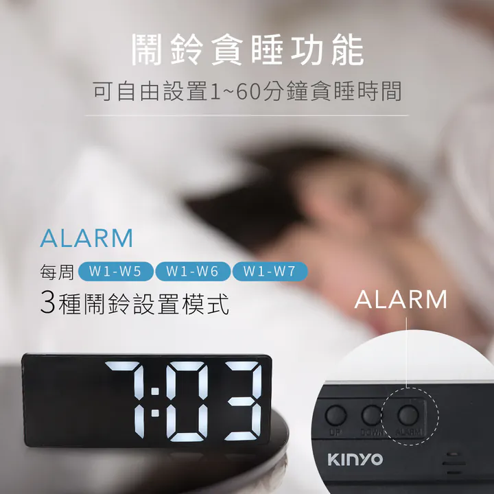 《KIMBO》KINYO現貨發票 LED大數字鏡面電子鐘 TD-540 鬧鐘電子鐘 大數字電子鐘 LED電子鐘 | 蝦皮購物