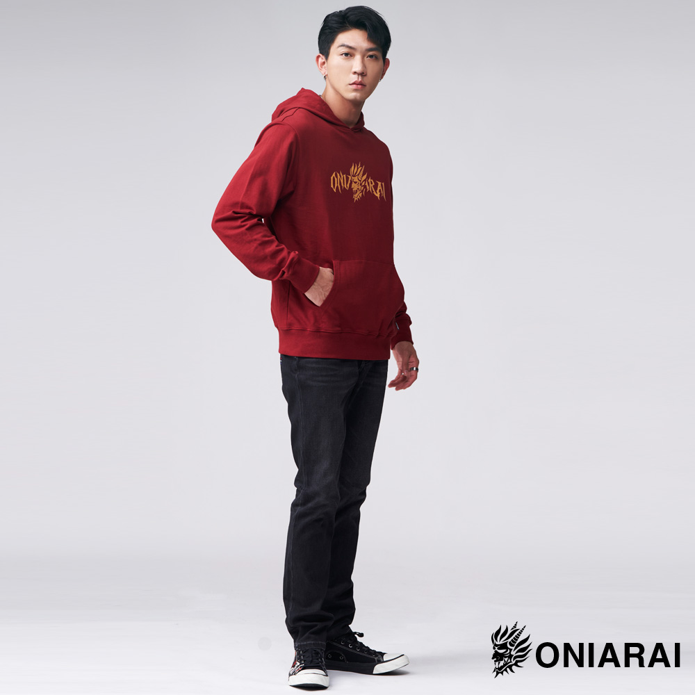 BLUE WAY 鬼洗 ONIARAI - 男女適穿 潮流側鬼LOGO連帽長TEE(深紅) | 蝦皮購物