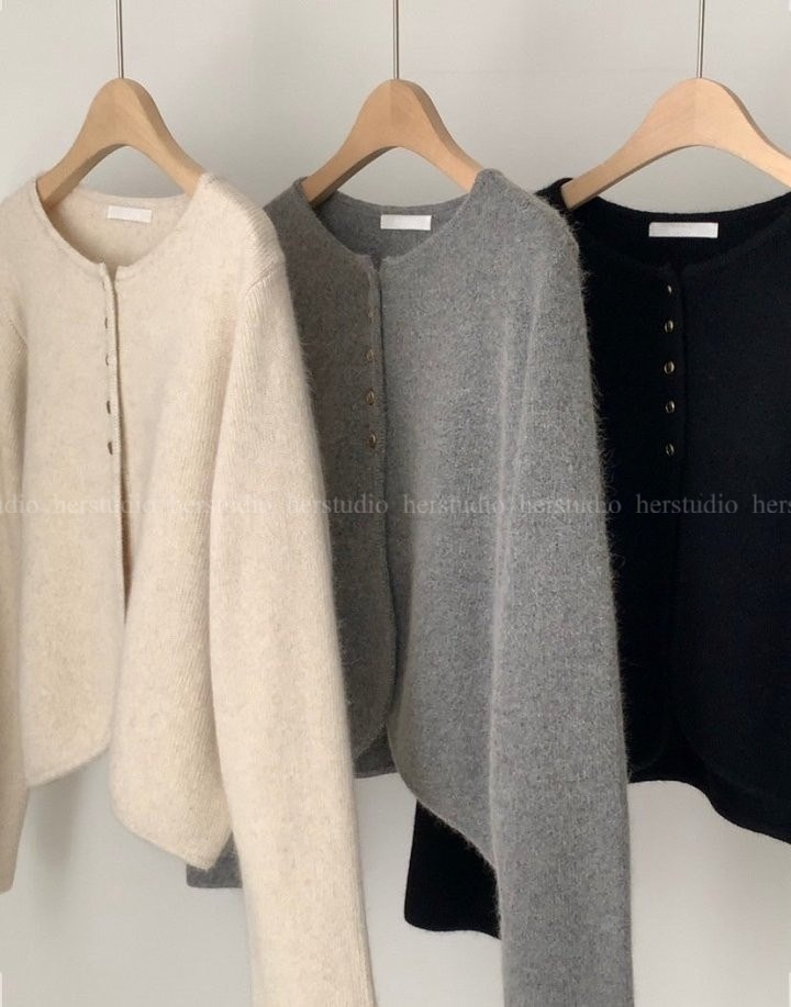 HERStudio韓國代購 推薦款!!小金釦圓弧設計開衫(3col) | 蝦皮購物