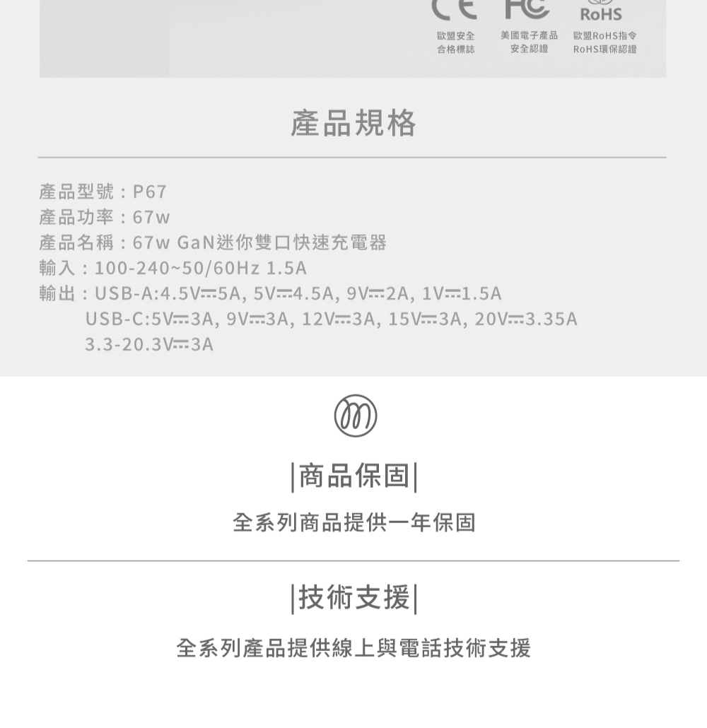 UIBI 67W 雙孔氮化鎵快充頭（USB-C + USB A） | 蝦皮購物