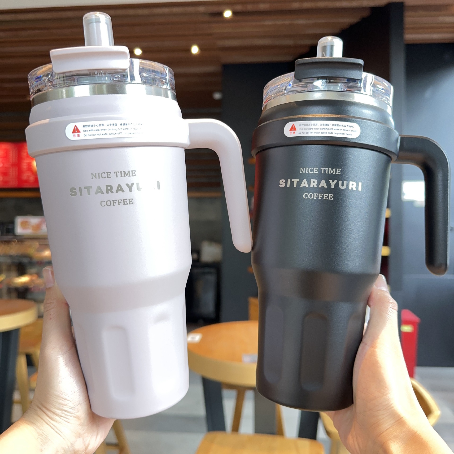 新款SITARAYURI雙飲保溫杯 304不鏽鋼1100ml冰霸杯 雙飲防塵蓋吸管大象杯 手把冰霸杯 環保咖啡杯 車載杯 | 蝦皮購物