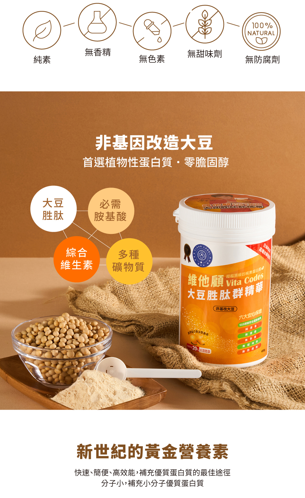 【Vita-Codes 官方嚴選】維他顧Vita Codes大豆胜肽群精華450g-陳月卿推薦(內附湯匙)-台灣公司貨 | 蝦皮購物