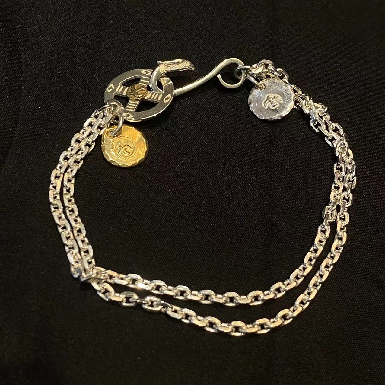 【全館免運】大銀家 s925 純銀 精工 GORO'S 高橋 金餅 銀餅 雙層 太角鍊 情侶 手鍊 | 蝦皮購物