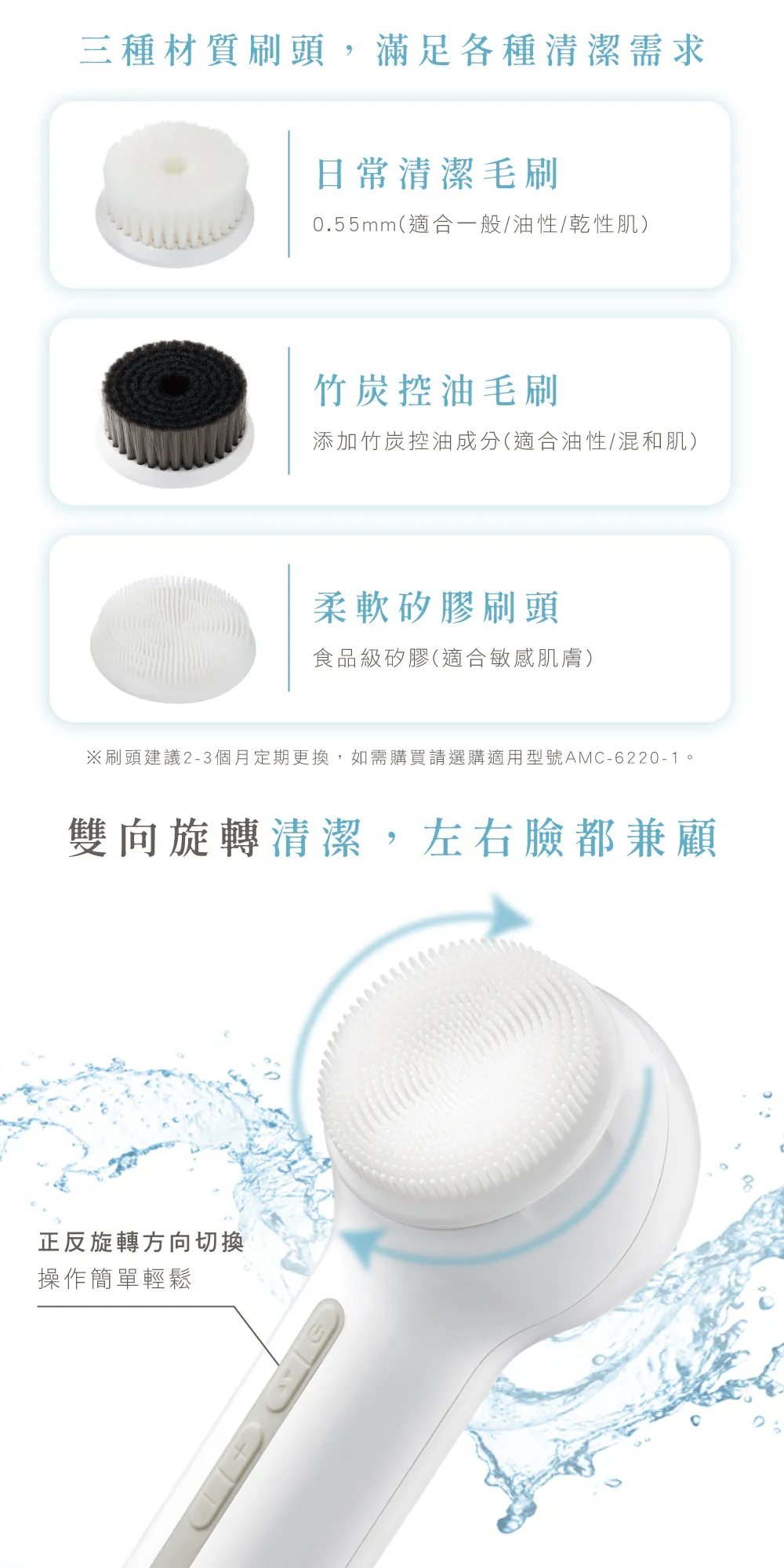 【免運-原廠保固】【KINYO】 淨顏清透電動洗臉機(AMC-6220)~多功能刷頭/適用不同膚質/時尚便攜♥輕頑味 | 蝦皮購物