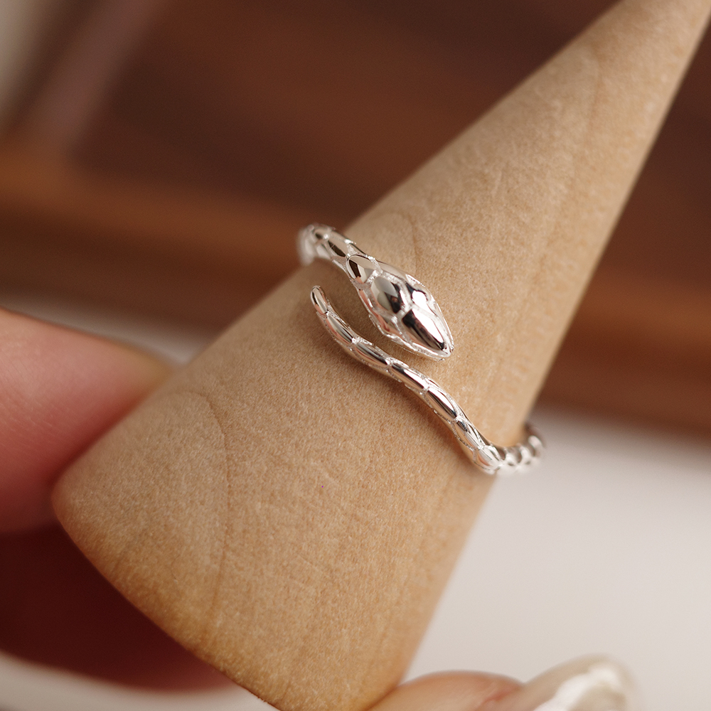 [全純銀.戒指] 財運如蛇纏 純銀戒指【UME】洗手可戴 S925純銀戒指/可調戒圍 | 蝦皮購物