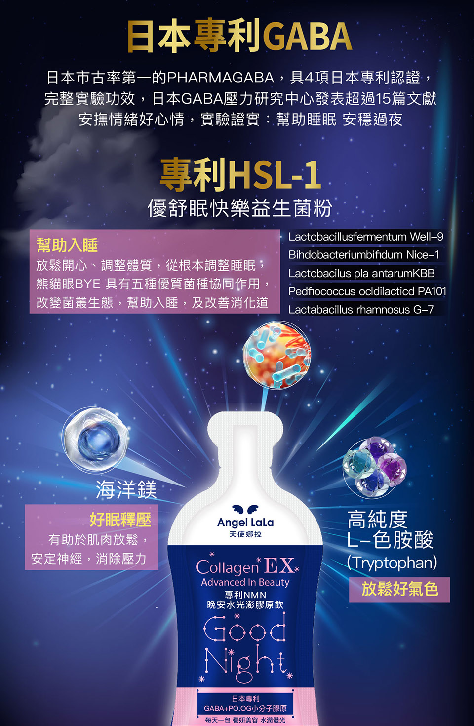 【Angel LaLa天使娜拉】EX NMN晚安水光澎膠原蛋飲(7包/盒/櫻花風味) 賴雅妍 GABA 番紅花 幫助入睡 | 蝦皮購物