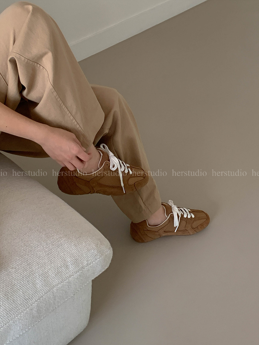 HERStudio韓國代購 全牛皮麂皮網眼運動鞋(3col) | 蝦皮購物