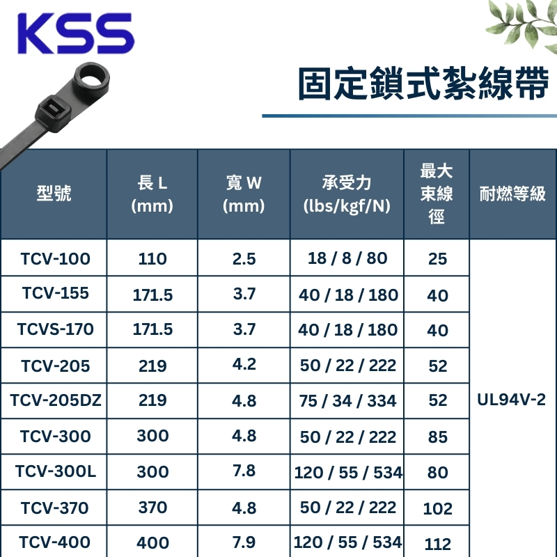 【KSS凱士士】含稅開發票 固定鎖式 尼龍 紮線帶 TCV-100 TCV-155 TCVS-170 固定鎖式 束帶 | 蝦皮購物