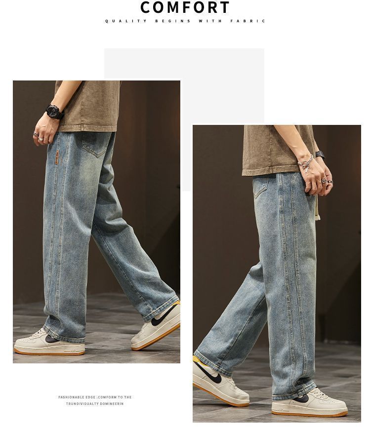 牛仔褲 寬鬆牛仔褲 大尺碼 S-5XL 男士牛仔褲 男款 水洗 美式 寬鬆 直筒 闊腿 ins 長褲子 男士直筒褲 | 蝦皮購物