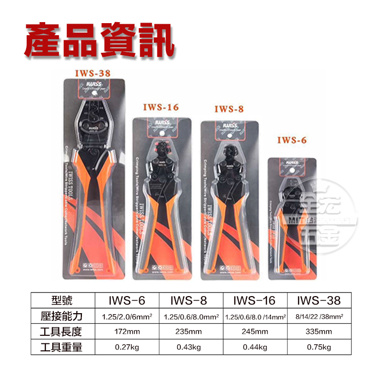 IWS系列 多功能壓接鉗 新一代超省力 壓著端子鉗 棘輪式 壓接端子鉗 壓著鉗 IWS-6~IWS-22 全宏五金 | 蝦皮購物