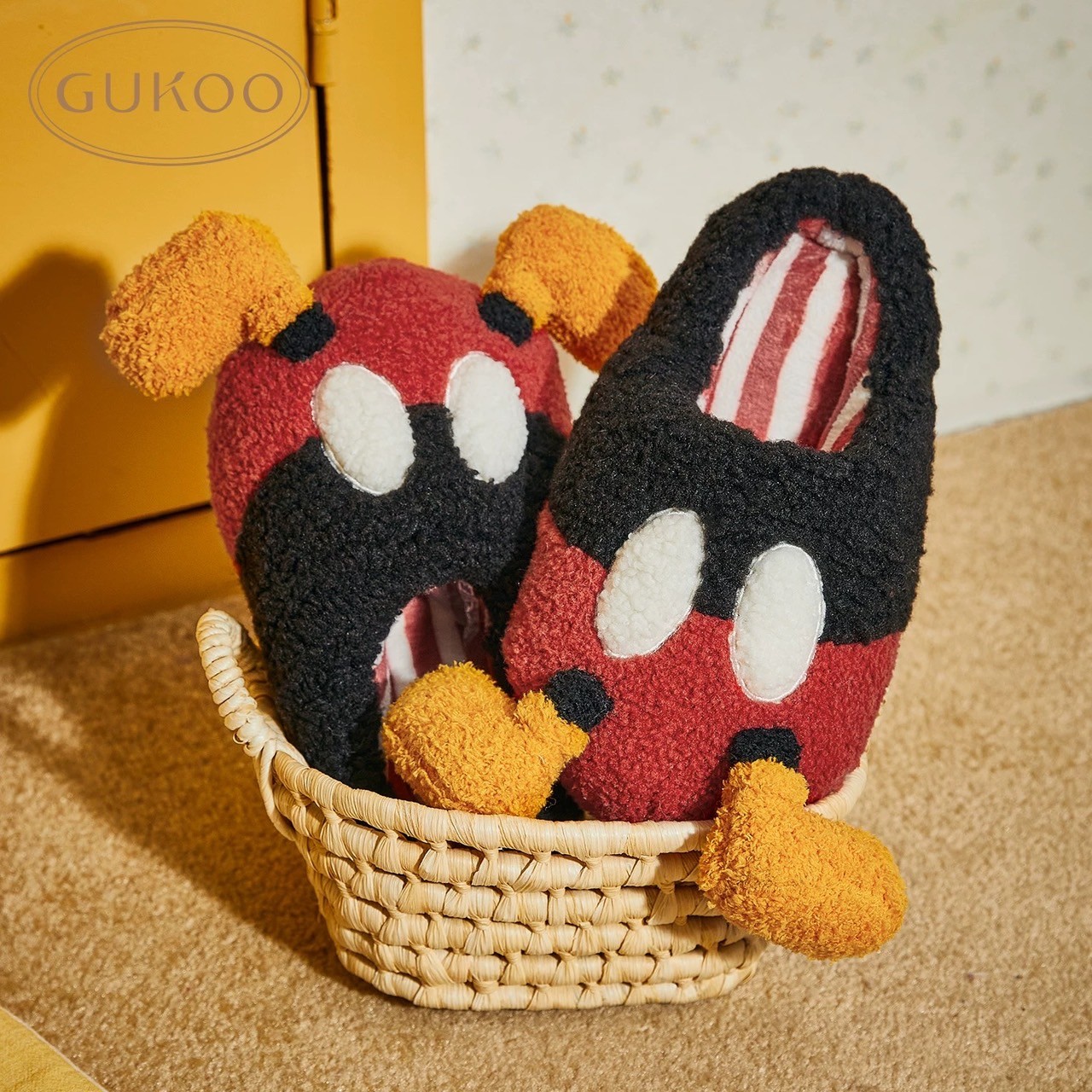 【壹吉玩家】GUKOO 果殼 米奇居家棉拖鞋 | 正版授權 迪士尼 公仔 玩具 居家 室內拖鞋 保暖 潮玩 | 蝦皮購物