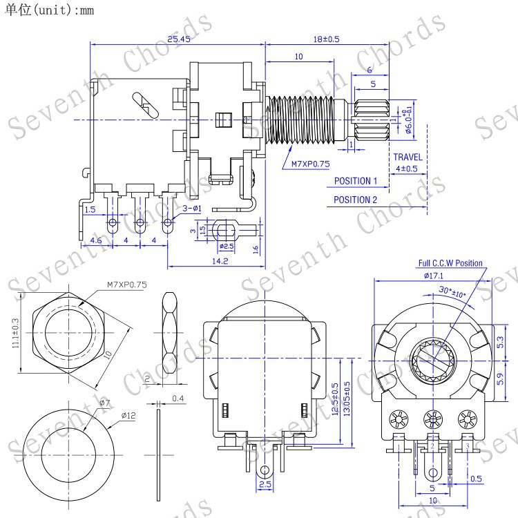 【老羊樂器店】單個 按拉開關型 Push-Pull 電吉他 電貝斯 旋鈕 可變電阻 VR 500K/250K A類 B類 | 蝦皮購物