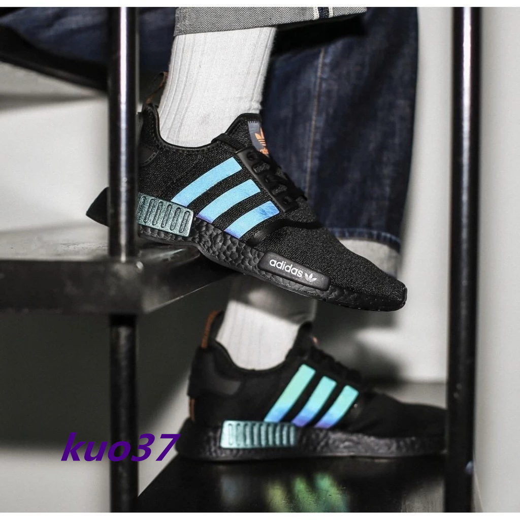 ADIDAS NMD R1 全黑 橘尾 反光 變色龍 FV8025 男女運動鞋 休閒鞋 跑步鞋 | 蝦皮購物