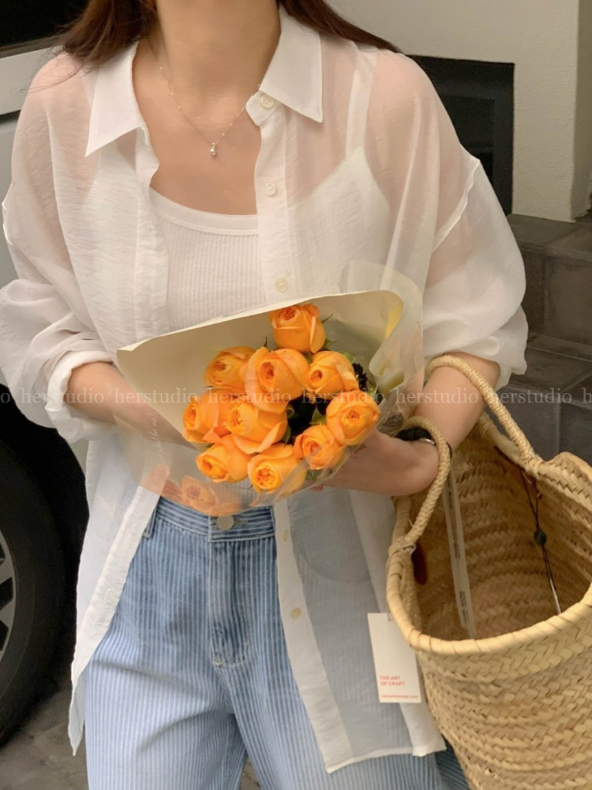 HERStudio韓國代購 基本款隨性透膚襯衫(4col) | 蝦皮購物