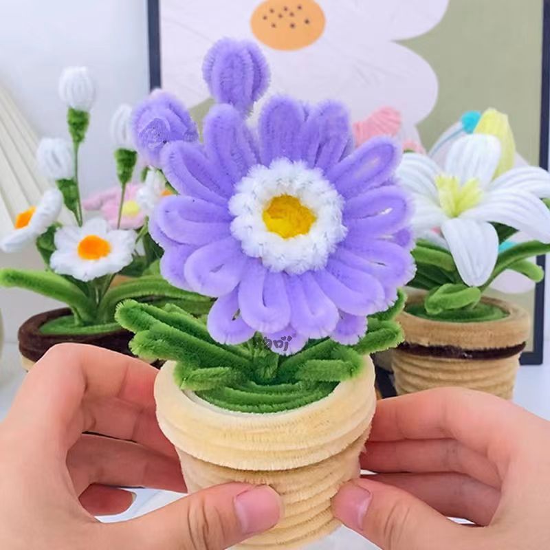 【吖吖潮玩】48H出貨 扭扭棒花束 小盆栽 手工diy 材料包 自製 嚮日葵 幼兒園 手工 DIY花束 DIY花束材料包 | 蝦皮購物