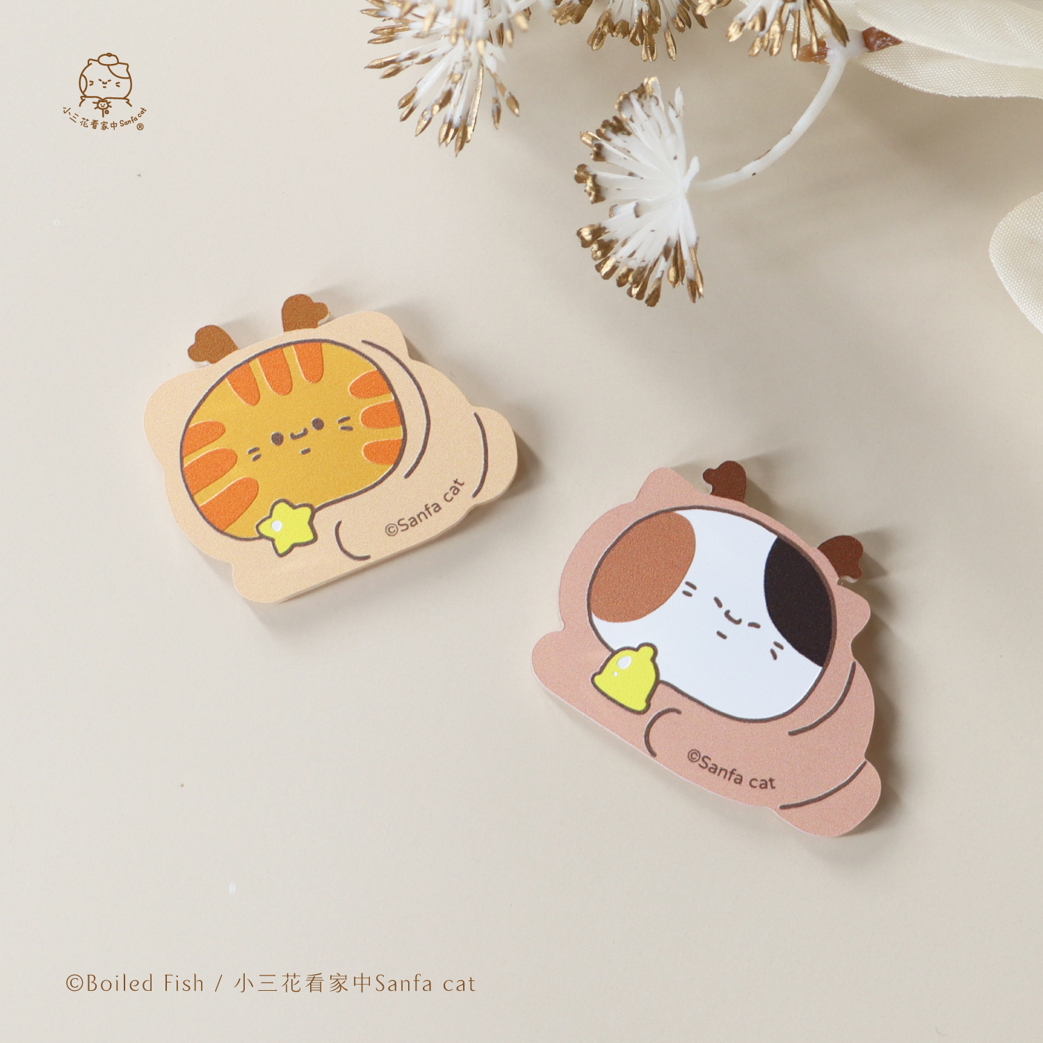 小三花看家中Sanfa cat-壓克力磁鐵/冰箱磁鐵-麋鹿貓貓-聖誕節/貓咪磁鐵 | 蝦皮購物