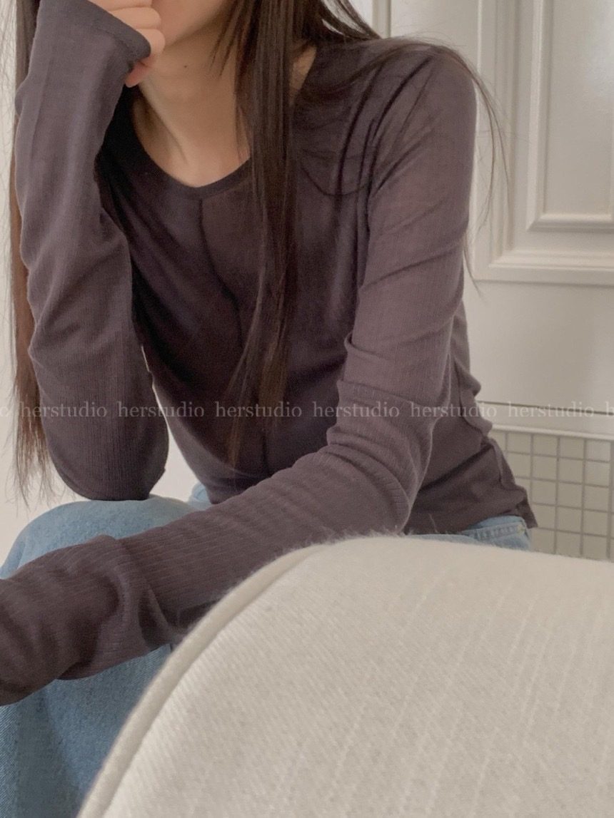 HERStudio韓國代購 中線設計天絲透膚T(5col) | 蝦皮購物