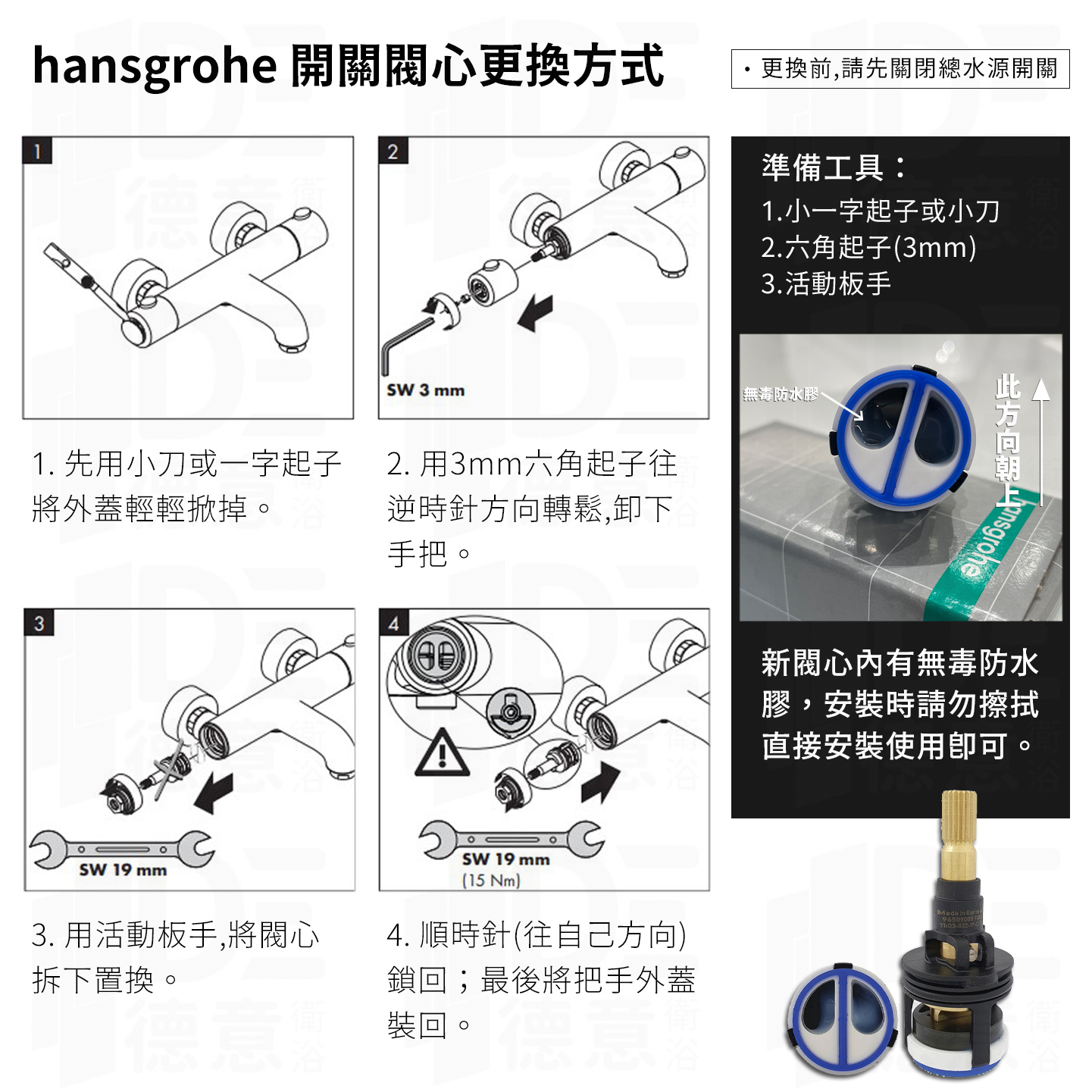 🔥 實體店面 電子發票 德國品牌 Hansgrohe 漢斯格雅 C001 衛浴零件 開關閥 96509000 96509 | 蝦皮購物