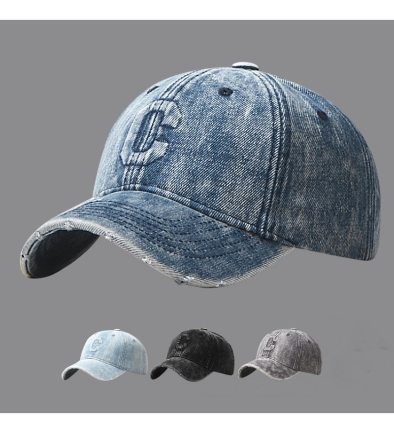 字母牛仔棒球帽【0525】PAPI女裝批發價春夏新款韓系INS休閒百搭復古水洗牛仔破洞遮陽帽 帽子 鴨舌帽 老帽 太陽帽 | 蝦皮購物