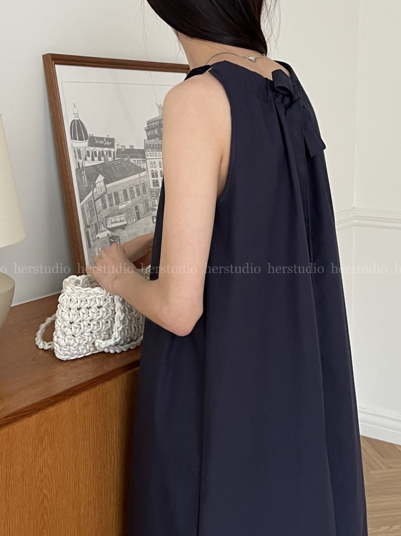 HERStudio韓國代購 抽褶綁帶削肩洋裝(2col) | 蝦皮購物