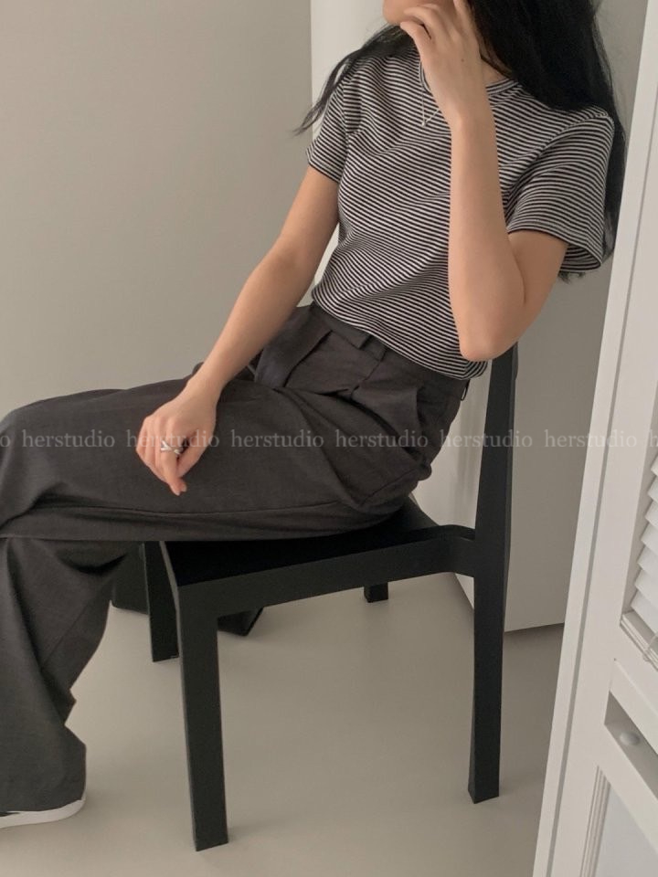 HERStudio韓國代購 細條紋基礎圓領棉T(3col) | 蝦皮購物