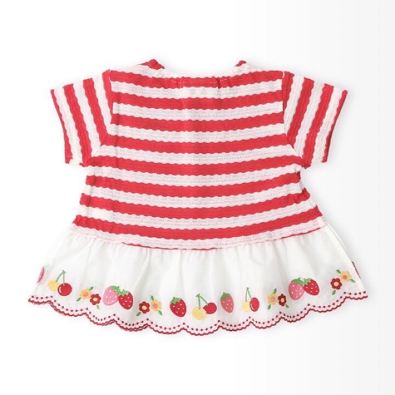 現貨 日本童裝 Zoomic 25年 夏款 條紋拼接水果刺繡上衣 | 蝦皮購物