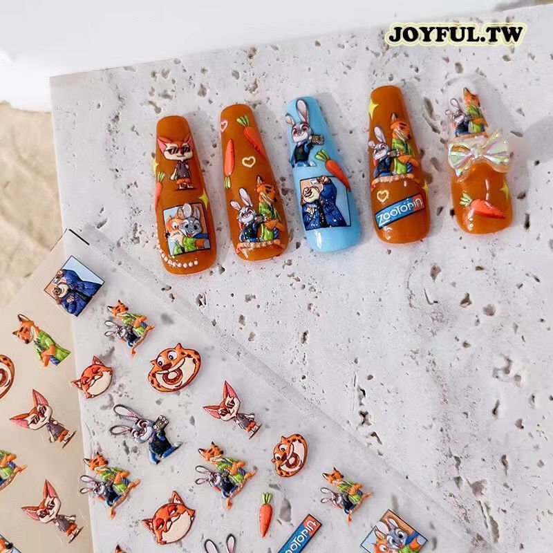 JOYFUL.TW 可愛 美甲貼 指甲貼 貼紙 美甲貼紙 指甲貼紙 浮雕貼紙 防水貼紙 動物方程式 | 蝦皮購物