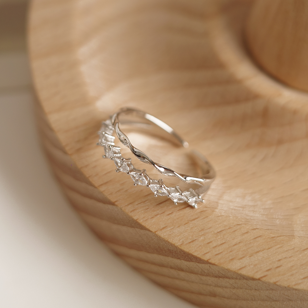 [全純銀.戒指]皓旋 雙層戒指 【UME】S925純銀戒指/可調戒圍戒指 | 蝦皮購物