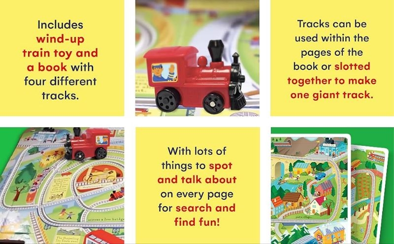 英國正版Usborne Wind-Up Bus小巴士轉啊轉 拼圖軌道書 | 蝦皮購物