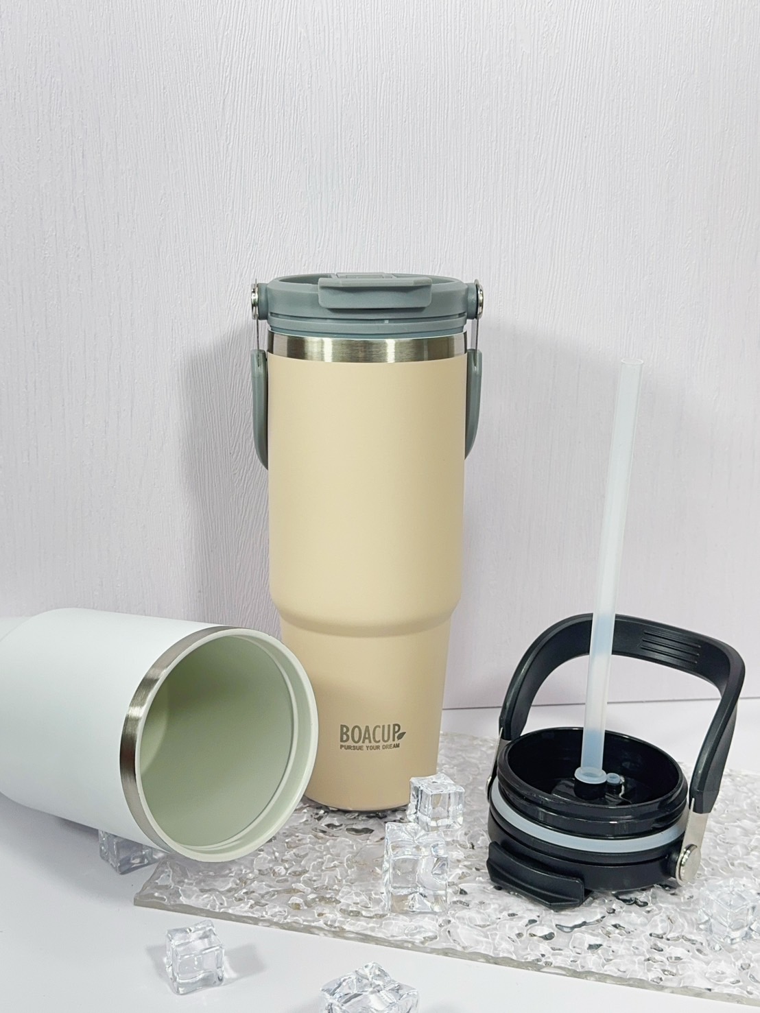 【BOACUP】SGS檢驗合格 陶瓷內膽 雙飲保溫杯 手提冰壩杯 雙層不鏽鋼 冰霸杯 304不鏽鋼保溫杯 咖啡杯 保溫杯 | 蝦皮購物