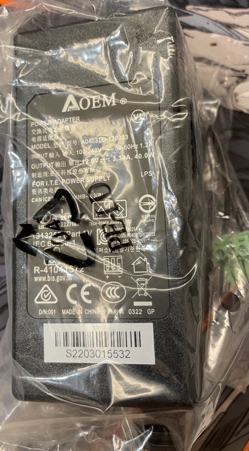 (全新）AOEM 交換式電源供應器 Power Adapter DC12V 3.34A 40W 直流電源供應器 | 蝦皮購物