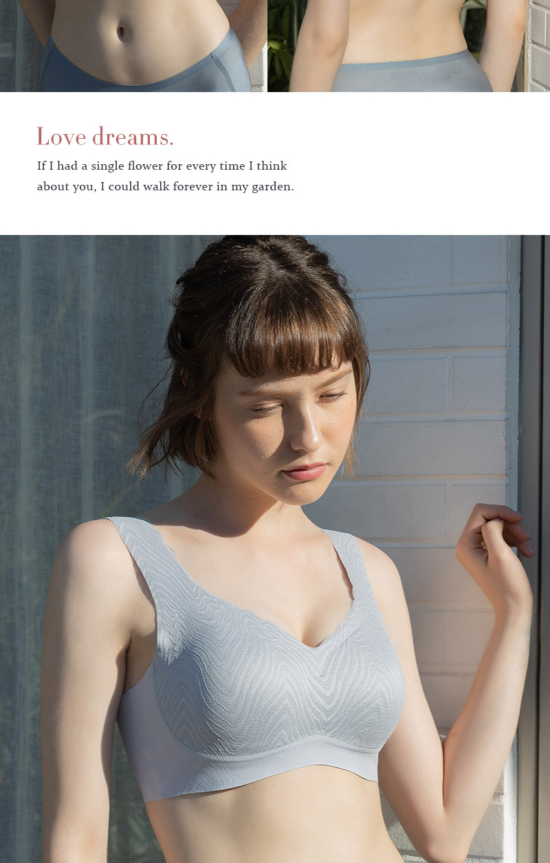 【Beaulace薄蕾絲】緹花漫漫 舒適美膚睡眠內衣 灰藍 (M-2L) | 蝦皮購物